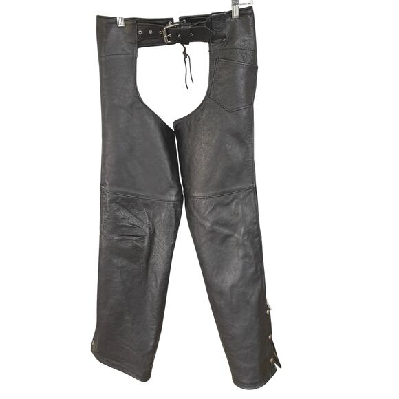 American Vintage | Other | Vintage Black Leather Chaps Zip Lace Up Snap ...